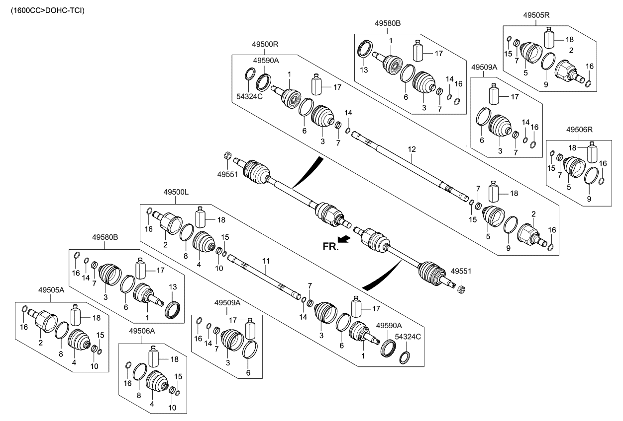 49580B2820SJ Genuine Kia JOINT & BOOT KIT-FRT