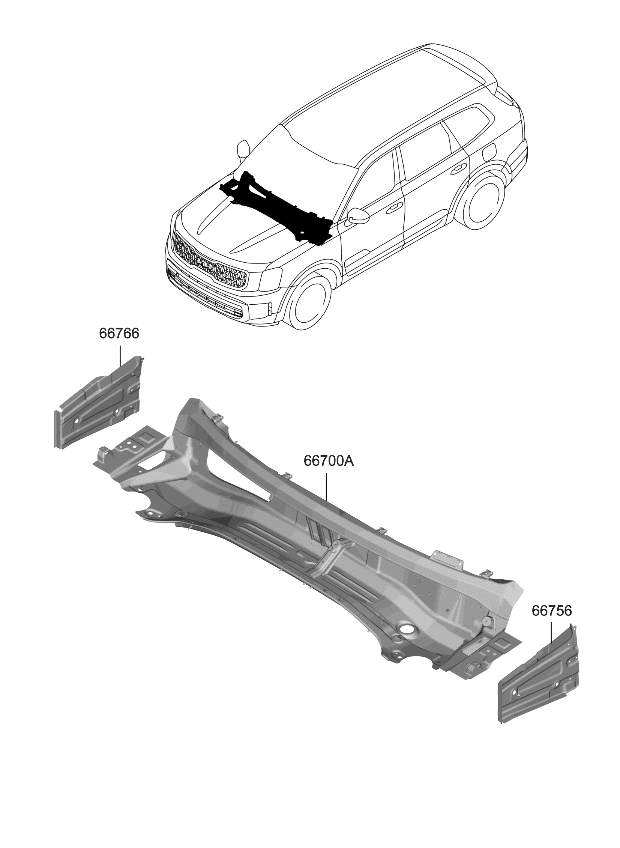 66700S9500 Genuine Kia PANEL ASSY-COWL COMP