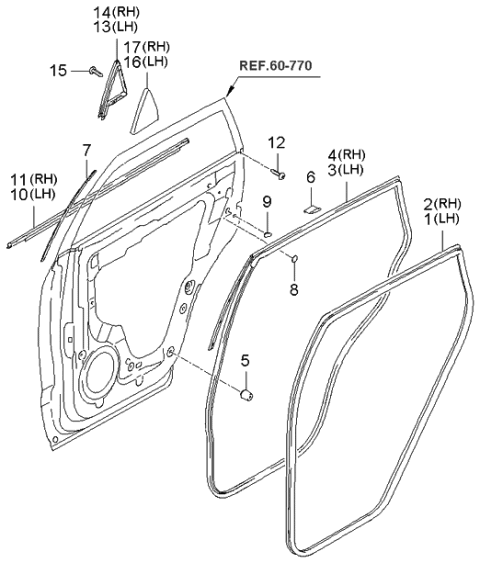 Rear Door Moulding - 2005 Kia Sportage