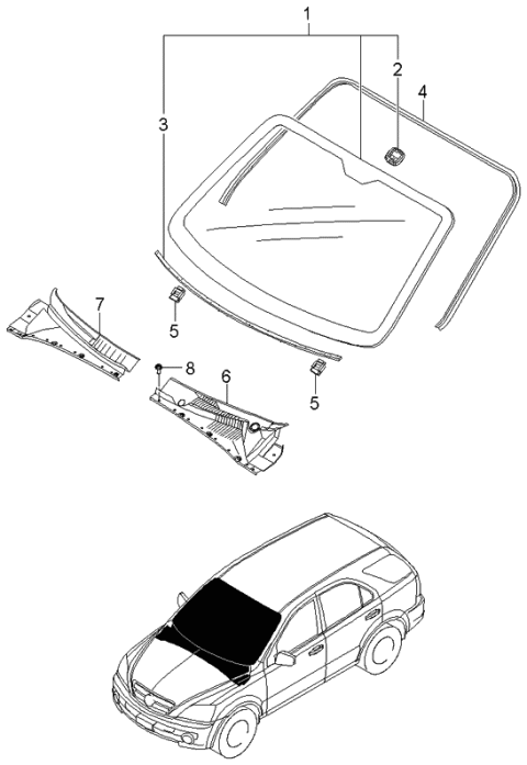 Windshield Glass - 2006 Kia Sorento New Body Style (Produced Before SEP ...