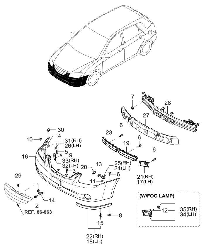 2005 Kia Spectra Hatchback Bumper-Front - Kia Parts Now
