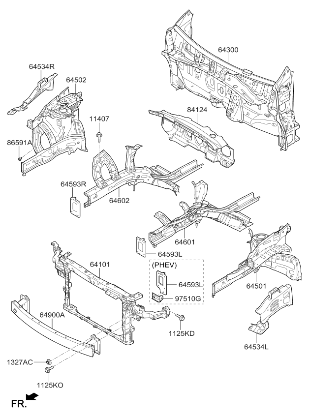 2019 Kia Niro Fender Apron & Radiator Support Panel