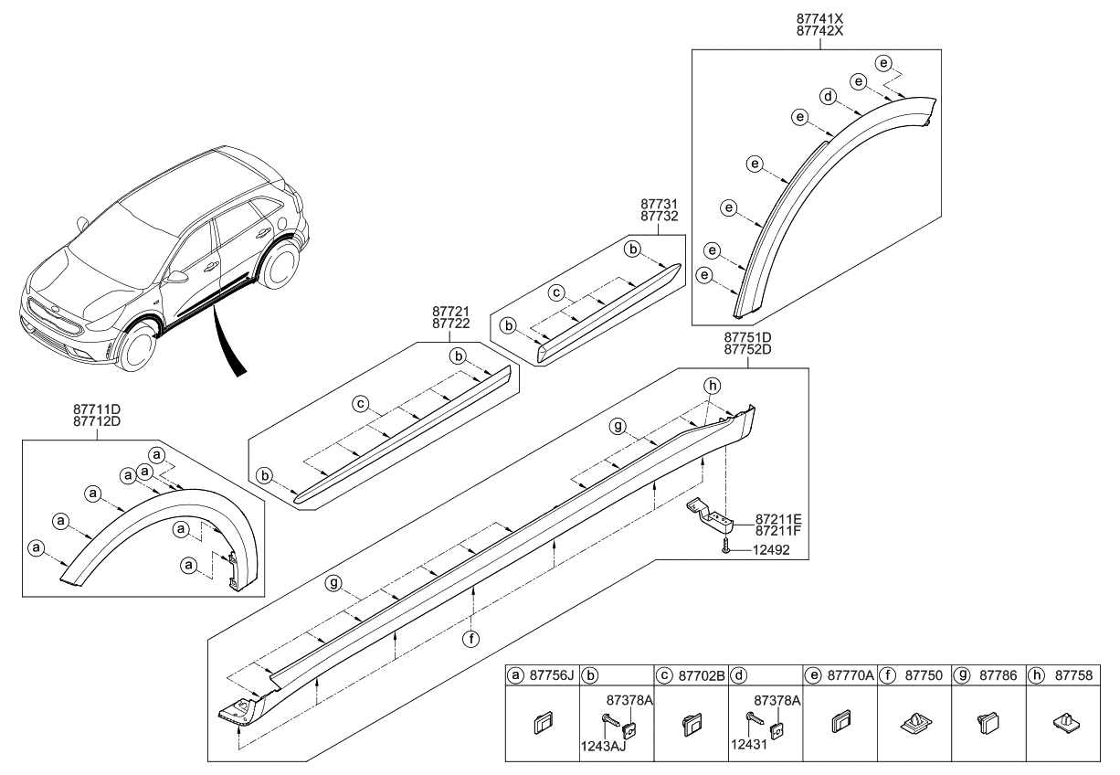 87711G5000 - Genuine Kia GARNISH ASSEMBLY-FENDER SI