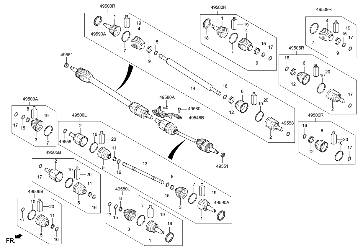 49582A8000 - Genuine Kia JOINT KIT-FRONT AXLE DIFFERENTIAL