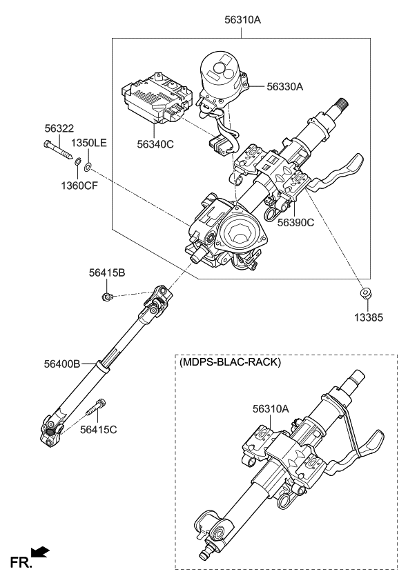 56400C5000 - Genuine Kia JOINT ASSEMBLY-STEERING