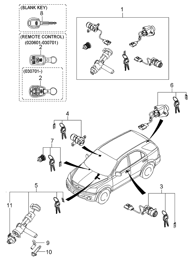 819003EA00 - Genuine Kia KEY SUB SET-STEERING LOCKING
