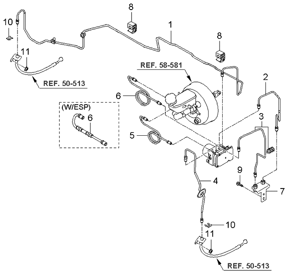 2006 Kia Sedona Produced Before OCT.2006 Brake Fluid Line