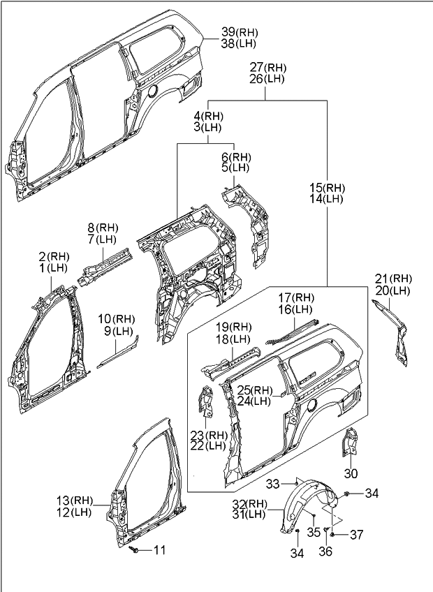 711234D510 - Genuine Kia PANEL ASSEMBLY-REAR SIDE OUTER
