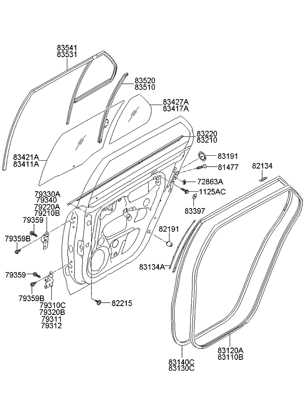 8213422000 - Genuine Kia CLIP-DOOR OPENING WEATHERSTRIP