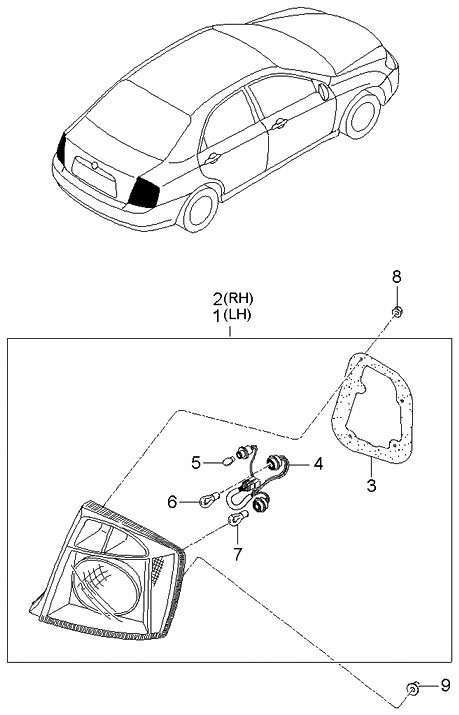2005 Kia Spectra Sedan Rear Combination Lamp - Kia Parts Now