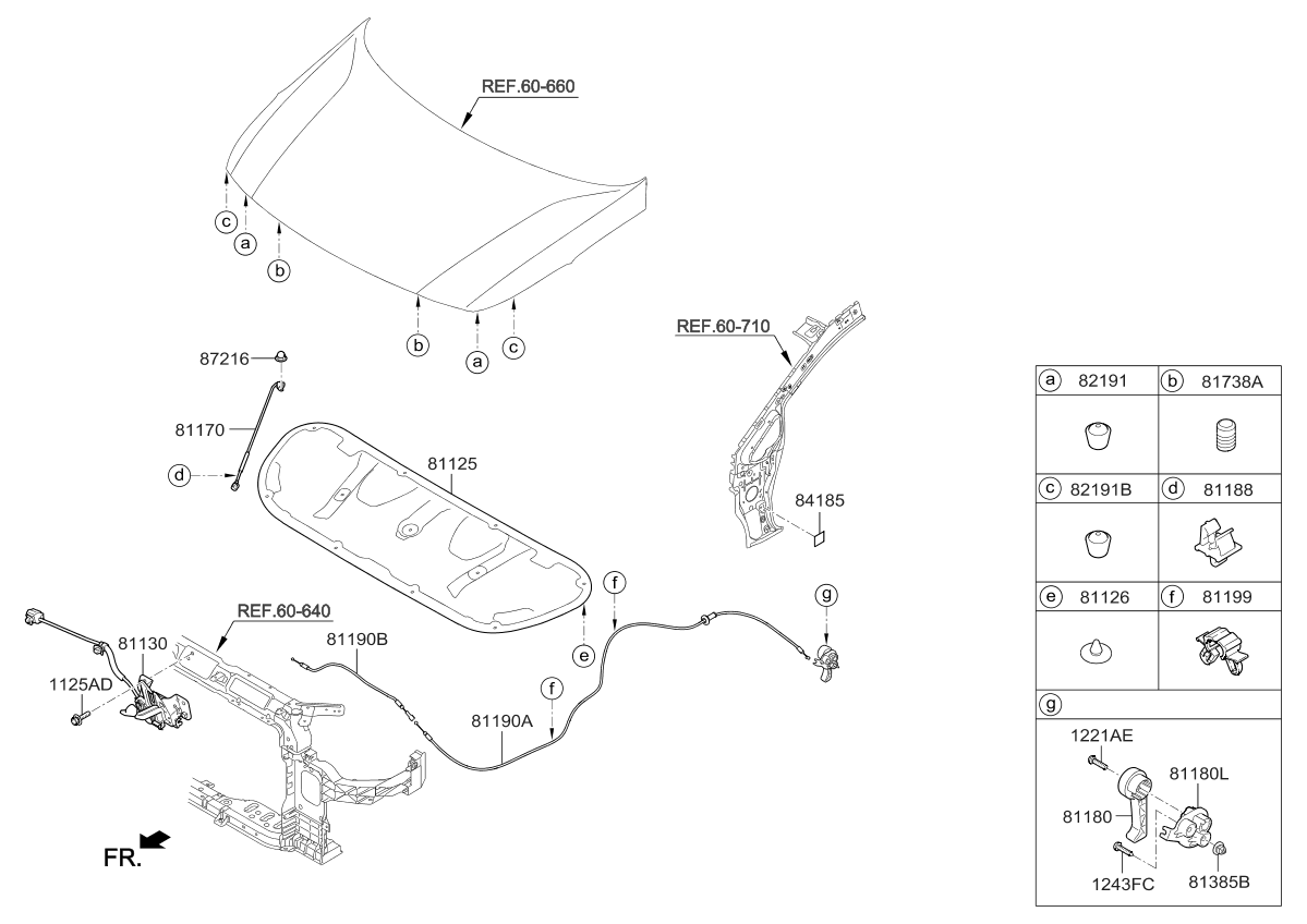 81130A7610 - Genuine Kia LATCH ASSEMBLY-HOOD