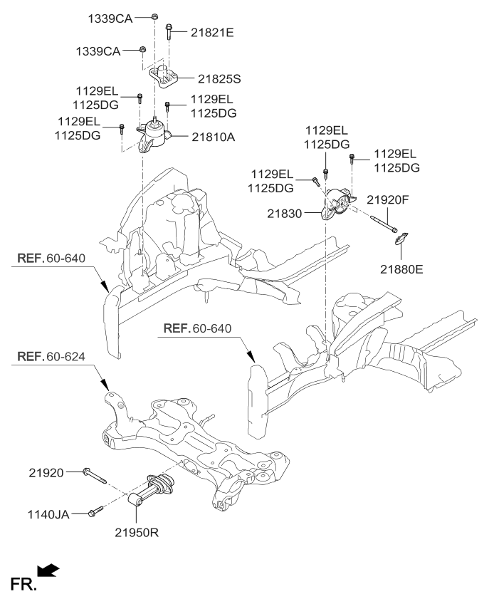 219503X000 - Genuine Kia BRACKET ASSEMBLY-ROLL ROD