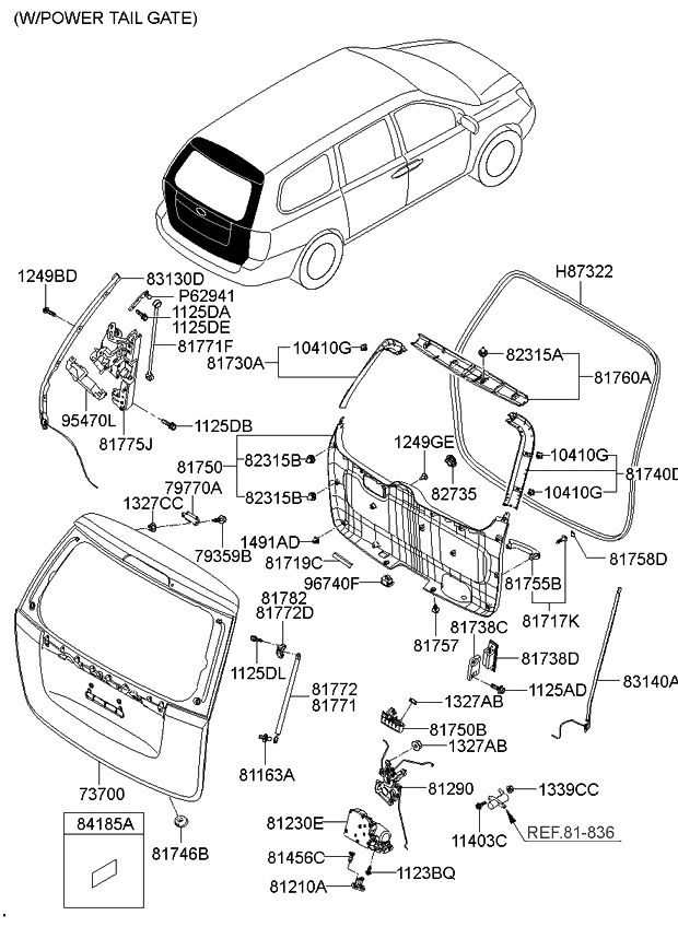 737004D092 - Genuine Kia PANEL ASSEMBLY-TAIL GATE