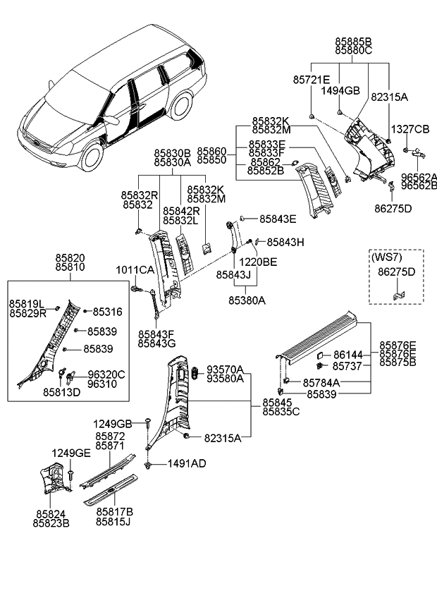8231538000 - Genuine Kia FASTENER-DOOR TRIM