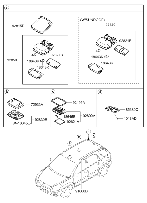 928502E000LX - Genuine Kia LAMP ASSEMBLY-MAP