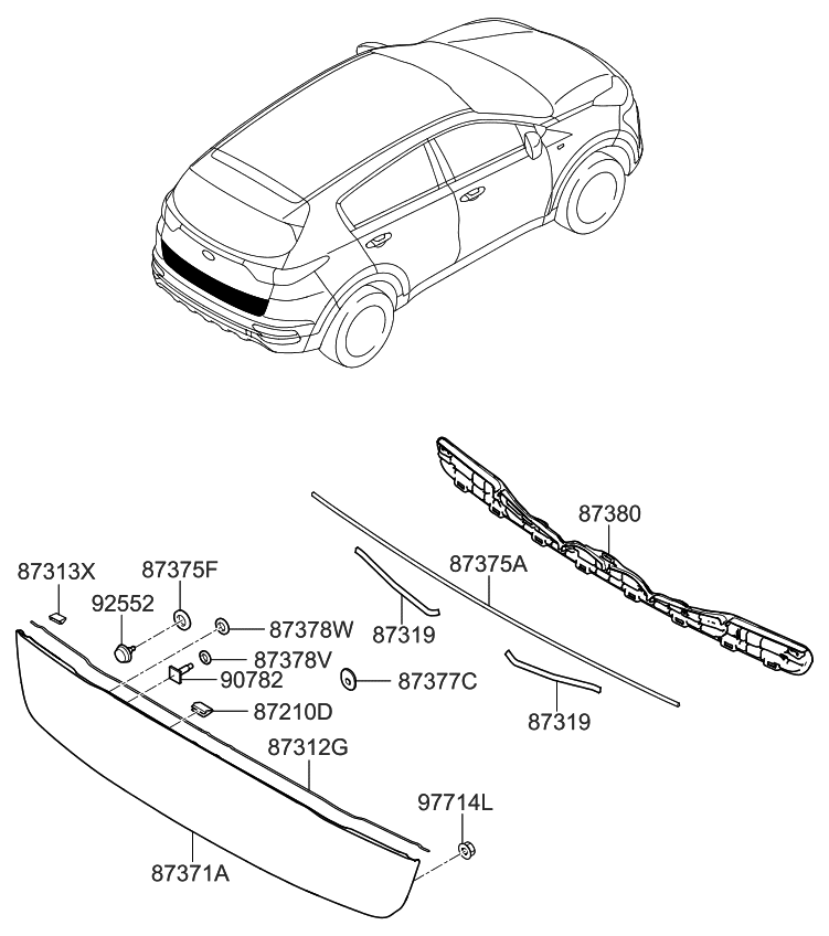 2020 Kia Sportage Back Panel Moulding - Kia Parts Now