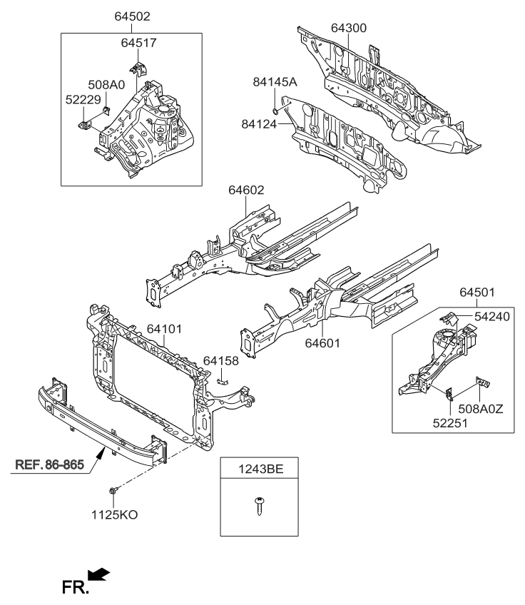 641013W000DS - Genuine Kia CARRIER ASSEMBLY-FRONT END
