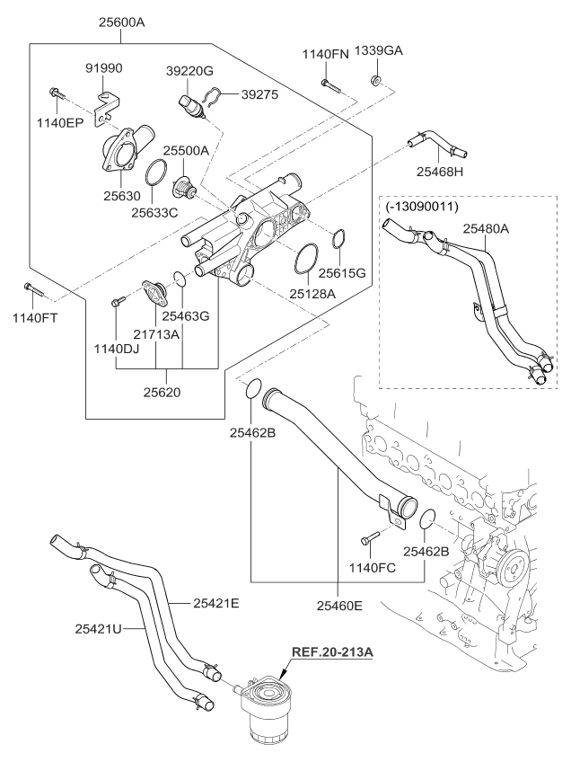 2013 Kia Optima Hybrid Coolant Pipe & Hose - Kia Parts Now