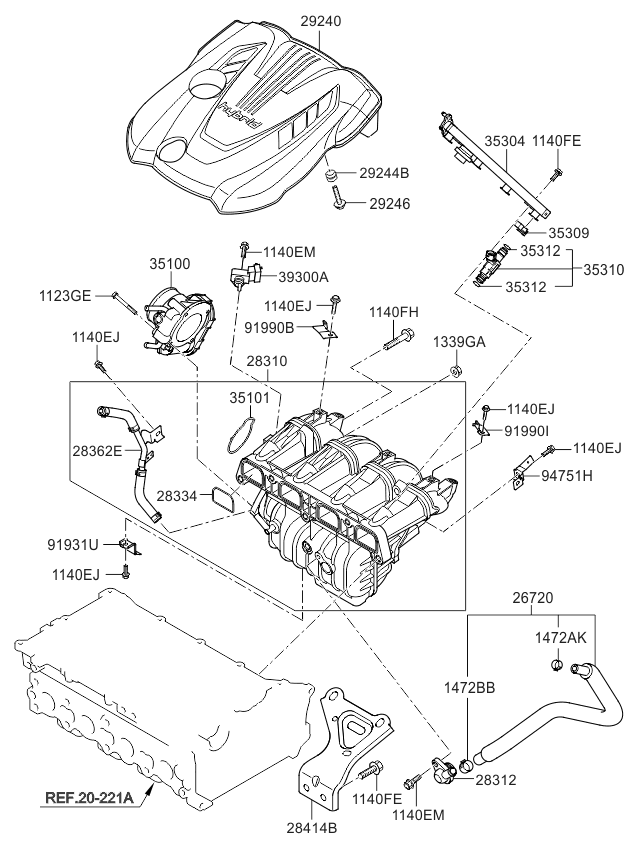 283132G800 - Genuine Kia GASKET-INTAKE MANIFOLD