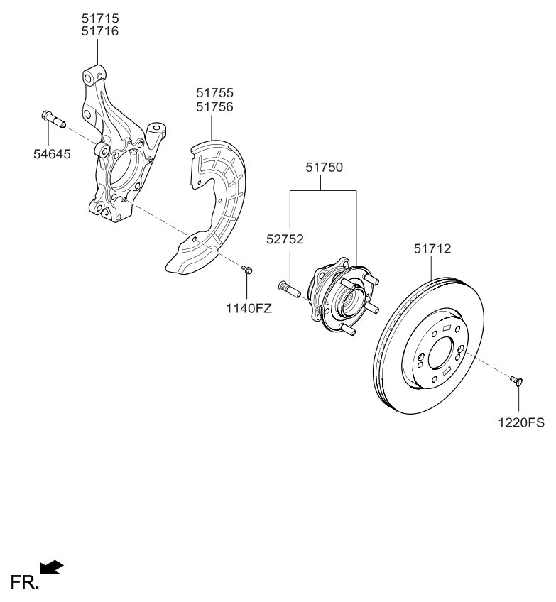 51711F6000 - Genuine Kia KNUCKLE-FRONT AXLE,R