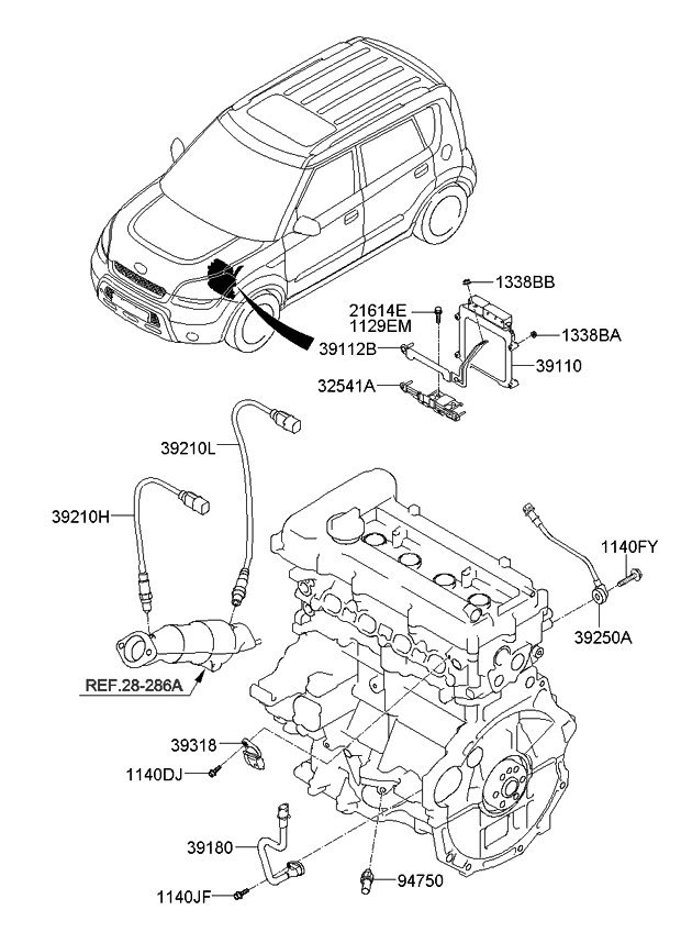 392102B040 - Genuine Kia SENSOR ASSEMBLY-OXYGEN FRONT