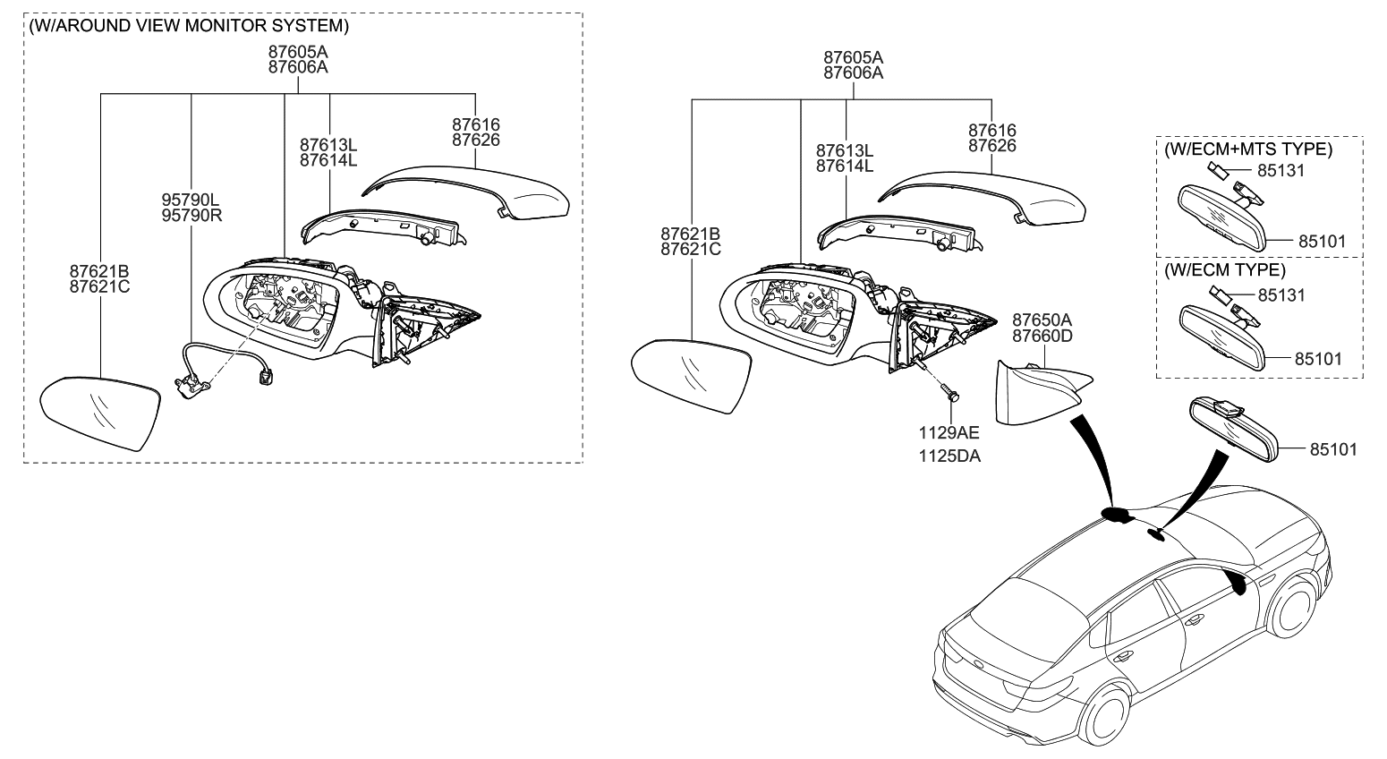 2019 Kia Optima Mirror-Outside Rear View - Kia Parts Now