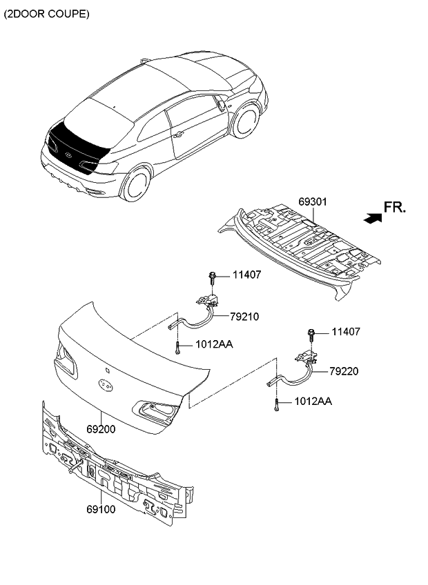 69200A7060 - Genuine Kia PANEL ASSEMBLY-TRUNK LID