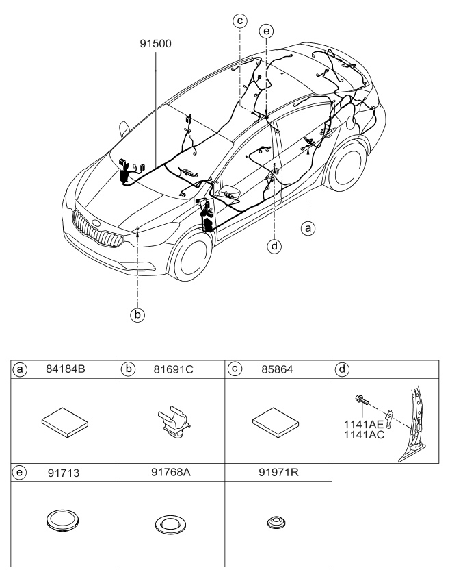 2015 Kia Forte Wiring Harness-Floor - Kia Parts Now