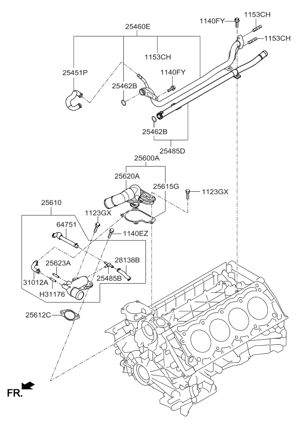 256203F500 - Genuine Kia HOUSING ASSEMBLY-THERMOSTAT