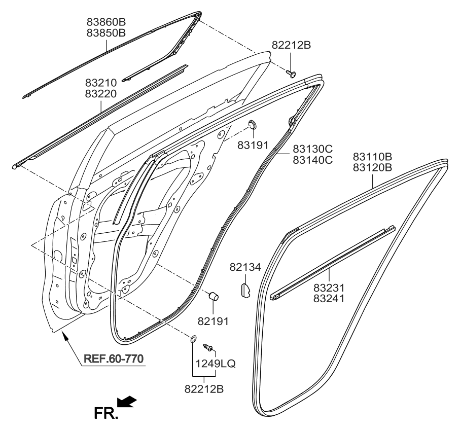 83860D9000 - Genuine Kia MOULDING ASSEMBLY-REAR DOOR