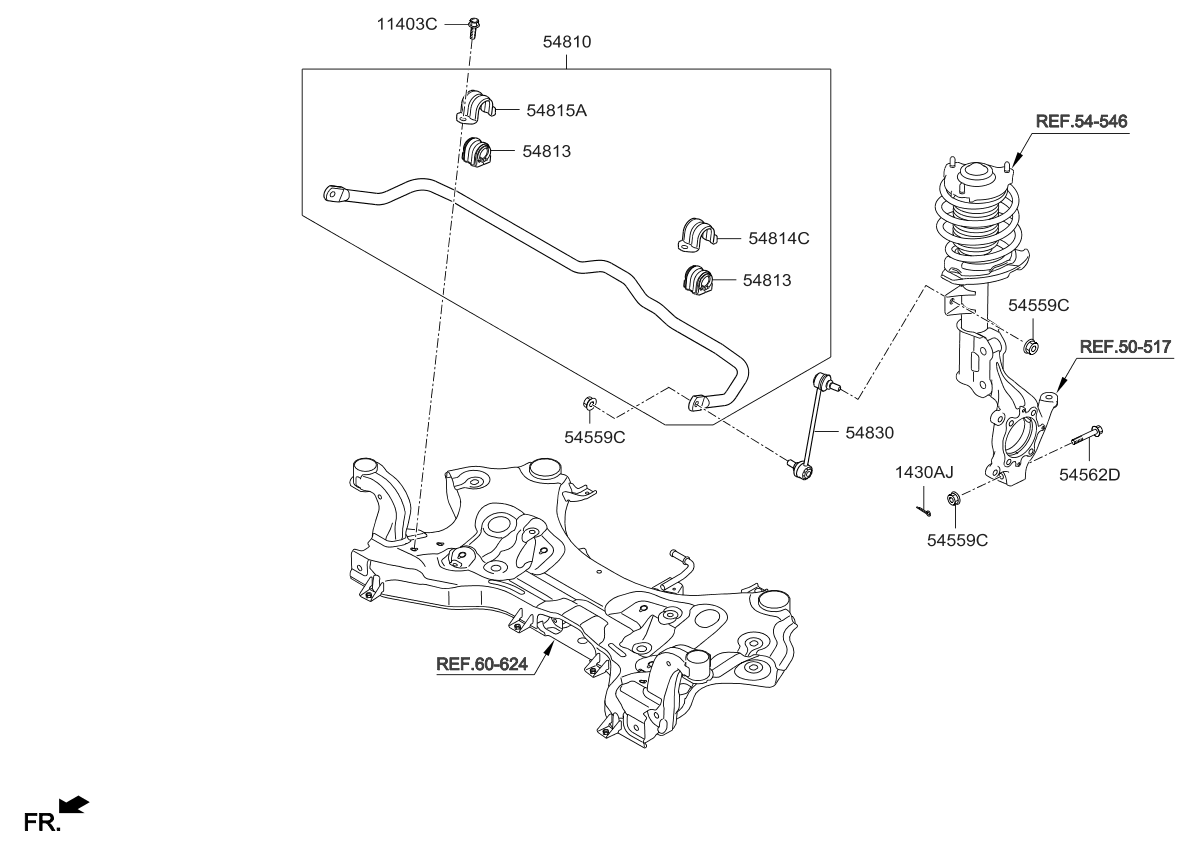 54813D3000 - Genuine Kia BUSH-STABILIZER BAR