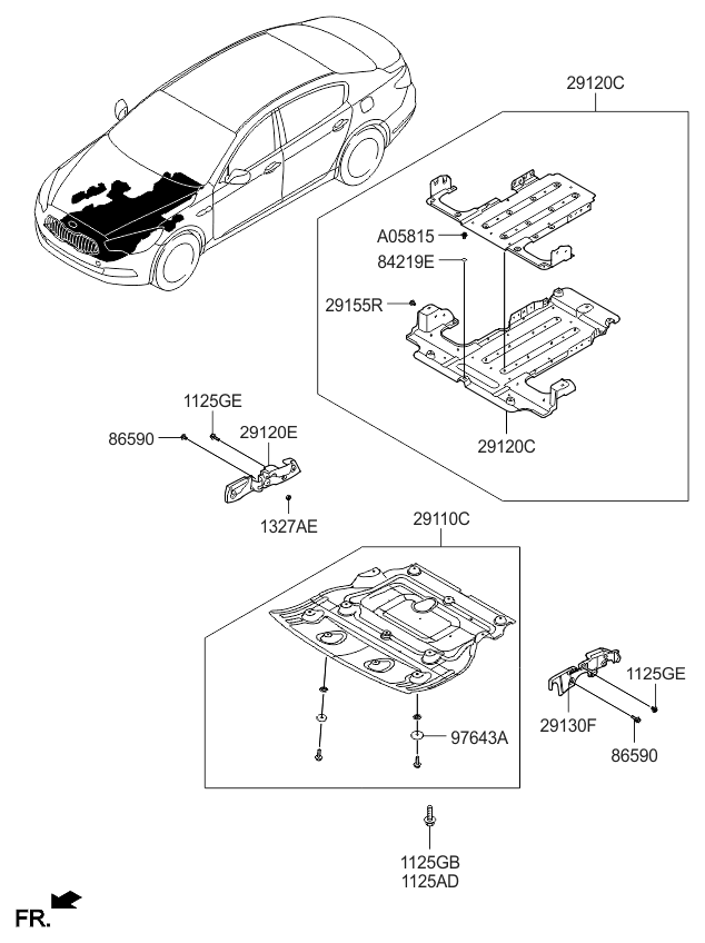 291103T500 - Genuine Kia PANEL ASSEMBLY-UNDER COVER