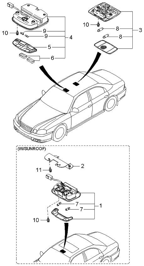 9282038000BT - Genuine Kia LAMP ASSEMBLY-OVERHEADEAD CONSOLE