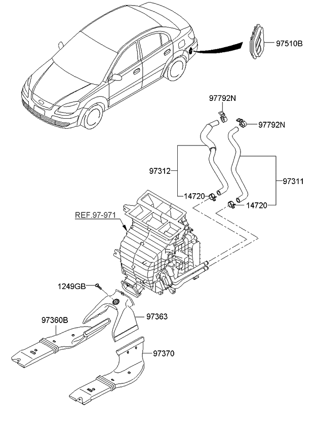2006 Kia Rio Produced After SEP.2006 Heater System-Duct & Hose