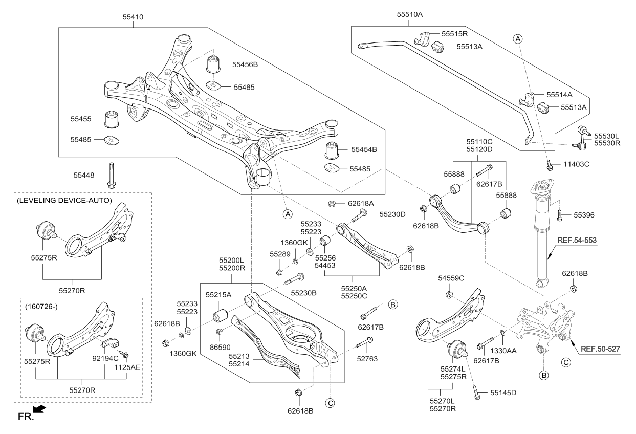 55250D4100 - Genuine Kia ARM ASSEMBLY-REAR ASSIST