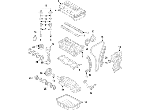 2103004001 Genuine Kia Bearing Pair Set-Crank shaft