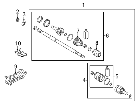 49500B0100 Genuine Kia Drive Shaft Assembly Left Hand